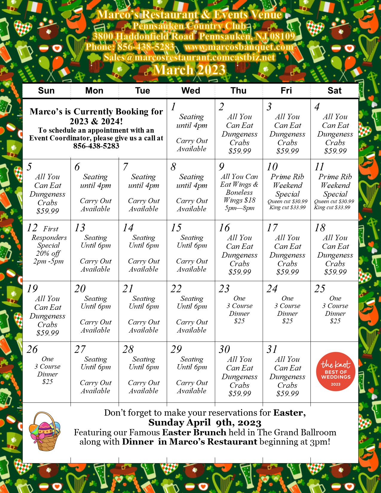 Restaurant Calendars - Marco's Restaurant & Events