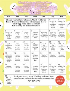 Restaurant Calendars - Marco's Restaurant & Events